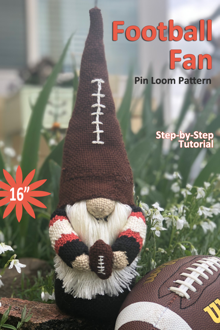 Football Fan Gnome Pin Loom Pattern